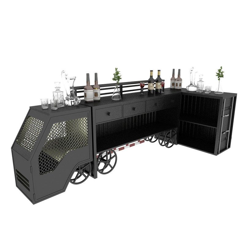 Retailer Shops Train Style Cashier Counter Table Bar Table Rustic Metal ...